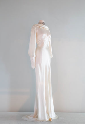 Stunning 1930's Pools Of Light Satin Wedding Gown / SM – Xtabay Vintage