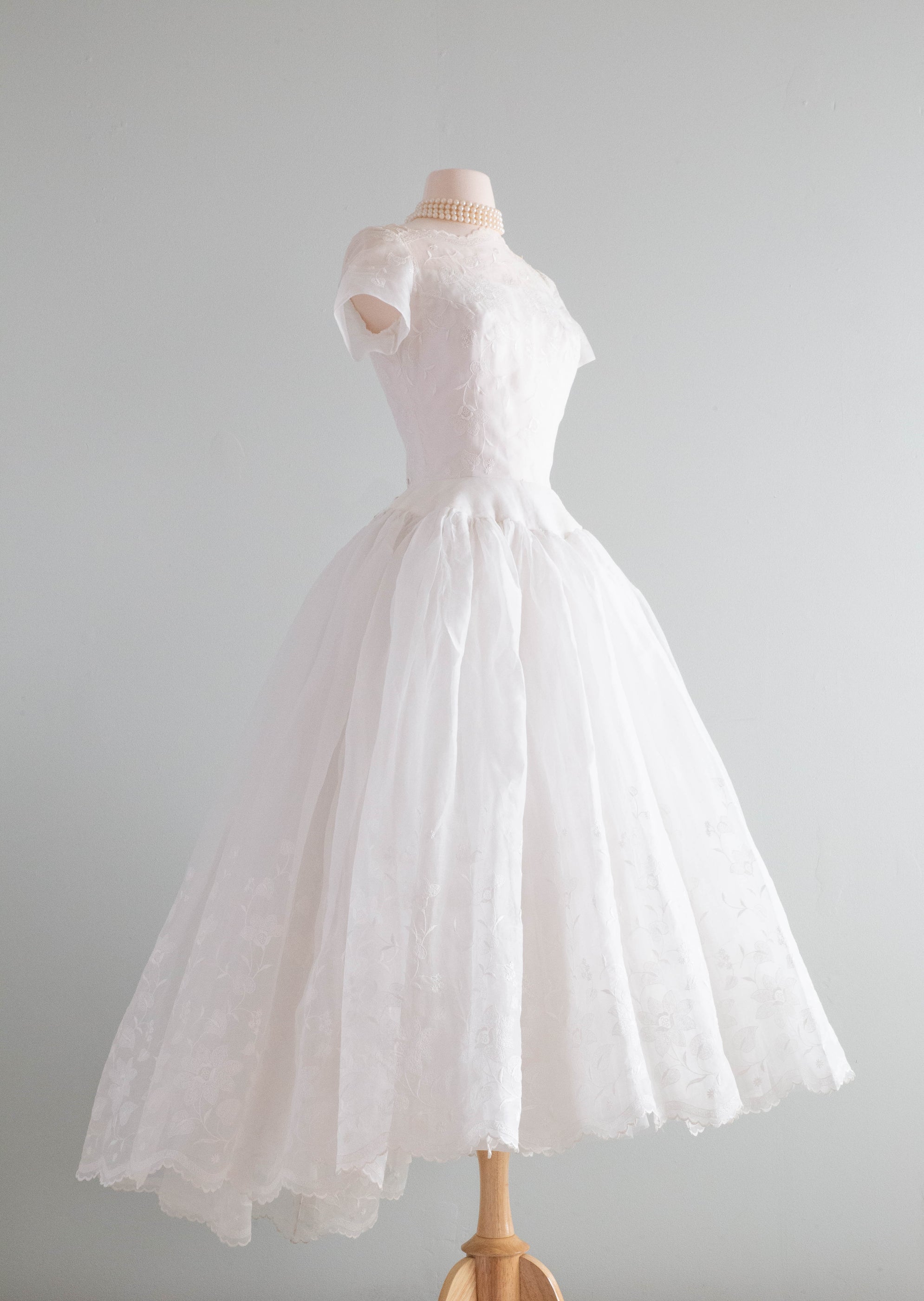 A Dream Come True 1950's William Cahill Embroidered Cotton Organdy Wed ...