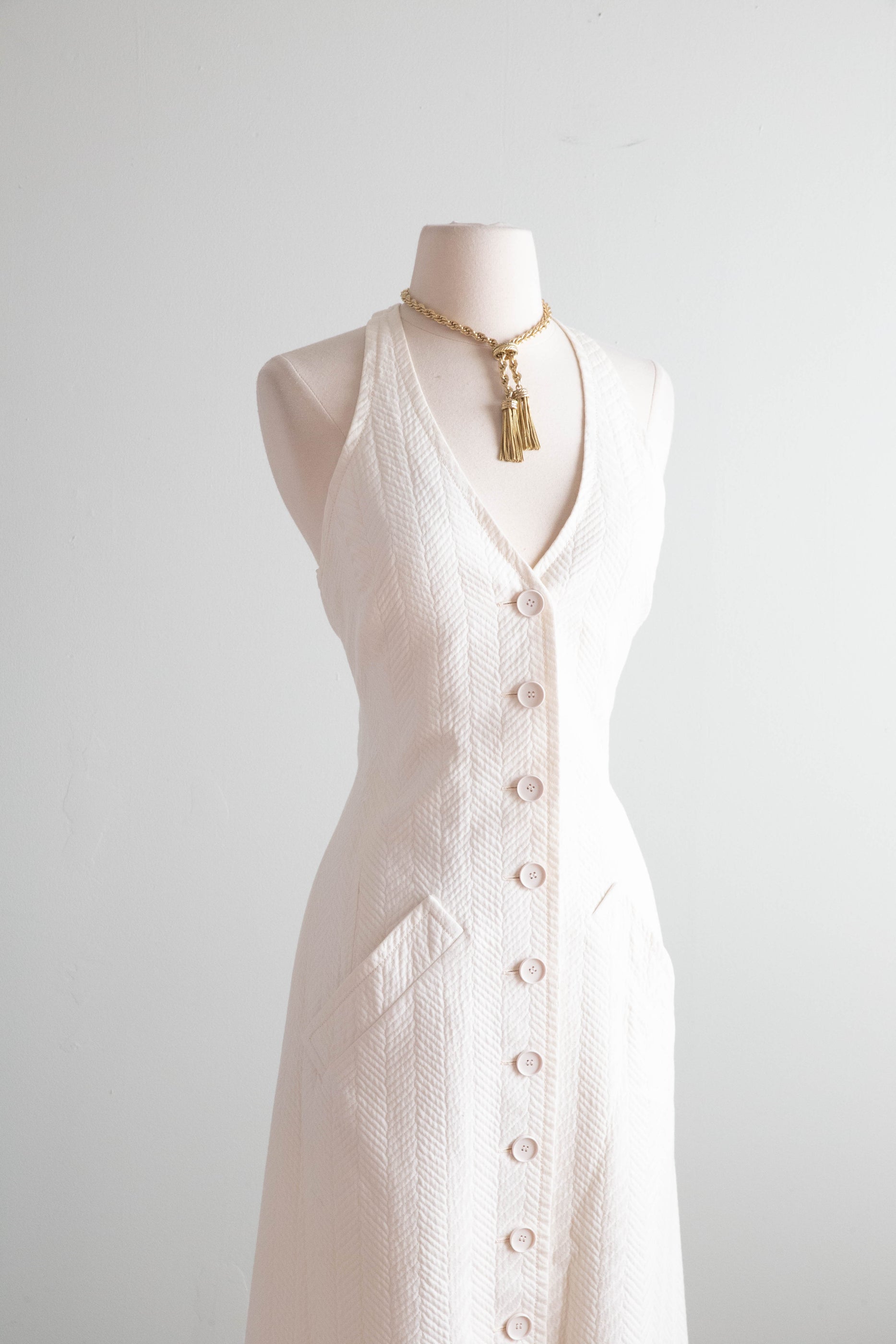 Impossibly Chic Designer 1970's Jean Louis Scherrer Ivory Halter Gown ...