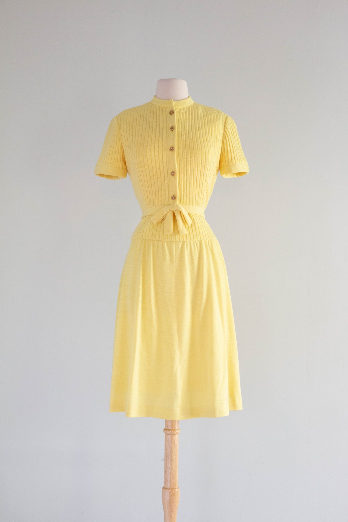 Darling 1960's Joseph Magnin Buttercup Knit Two Piece Dress Set / Medi ...