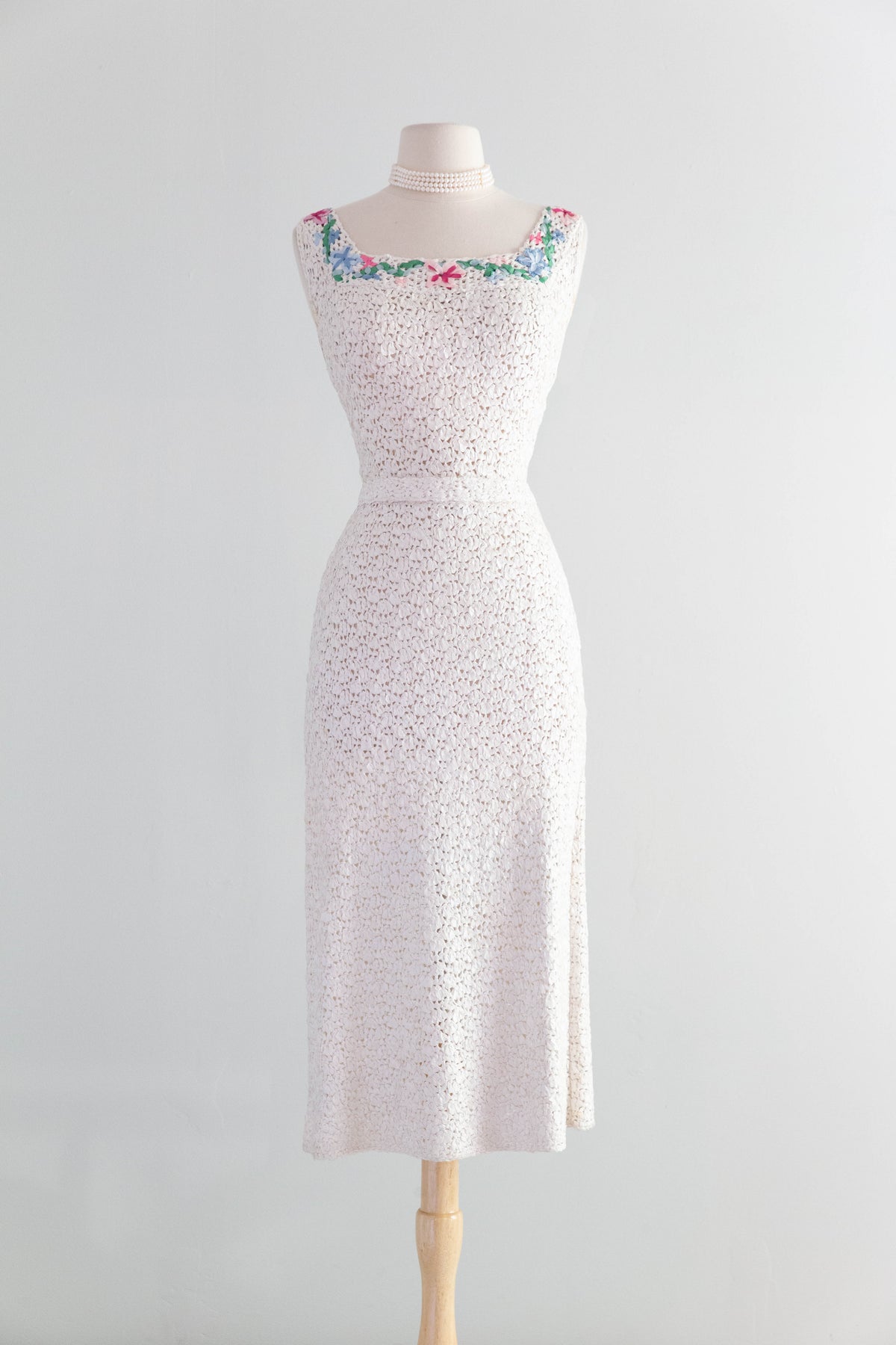 Elegant 1950's Ivory Ribbon Knit Dress & Matching Jacket From Saks Fif ...