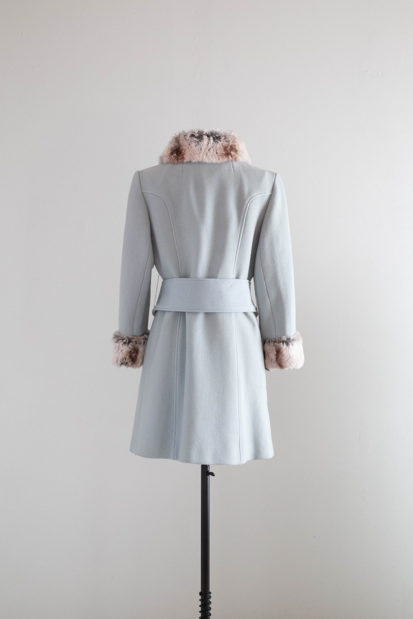 Glamorous 1960's Powder Blue Wool Coat With Fur Trim / Medium – Xtabay ...