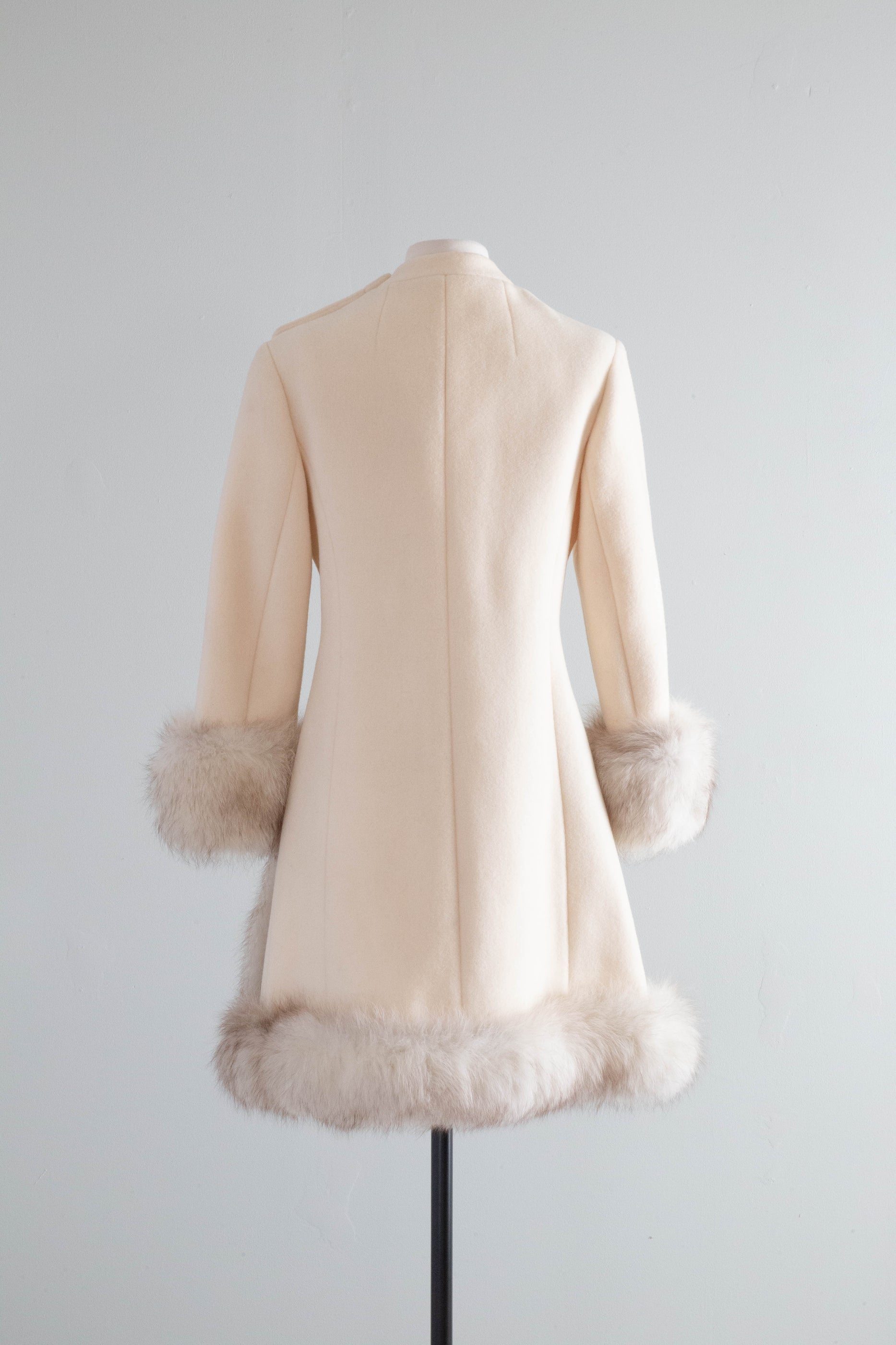 Glamorous 1960's Ivory Wool Princess Coat With Fur Trim / SM – Xtabay ...