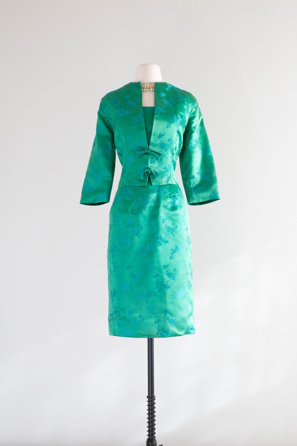 Gorgeous Jade Green Chinese Silk Cocktail Dress With Matching Jacket ...
