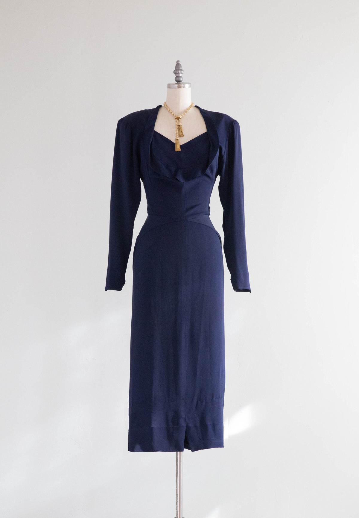 Glamorous 1940's Navy Rayon Evening Dress By Mildred Moore Beverly Hil ...