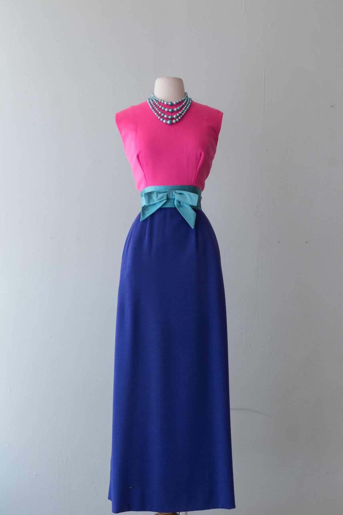 FAB 1960's BOLD Color Block Evening Maxi Gown / M – Xtabay Vintage