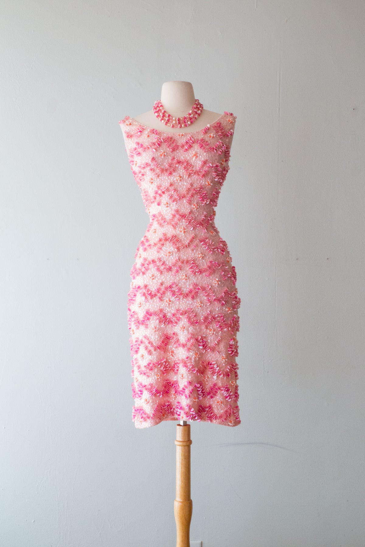 1960's Barbie Dream Dress Beaded Pink Hourglass Knit Showstopper / Med ...