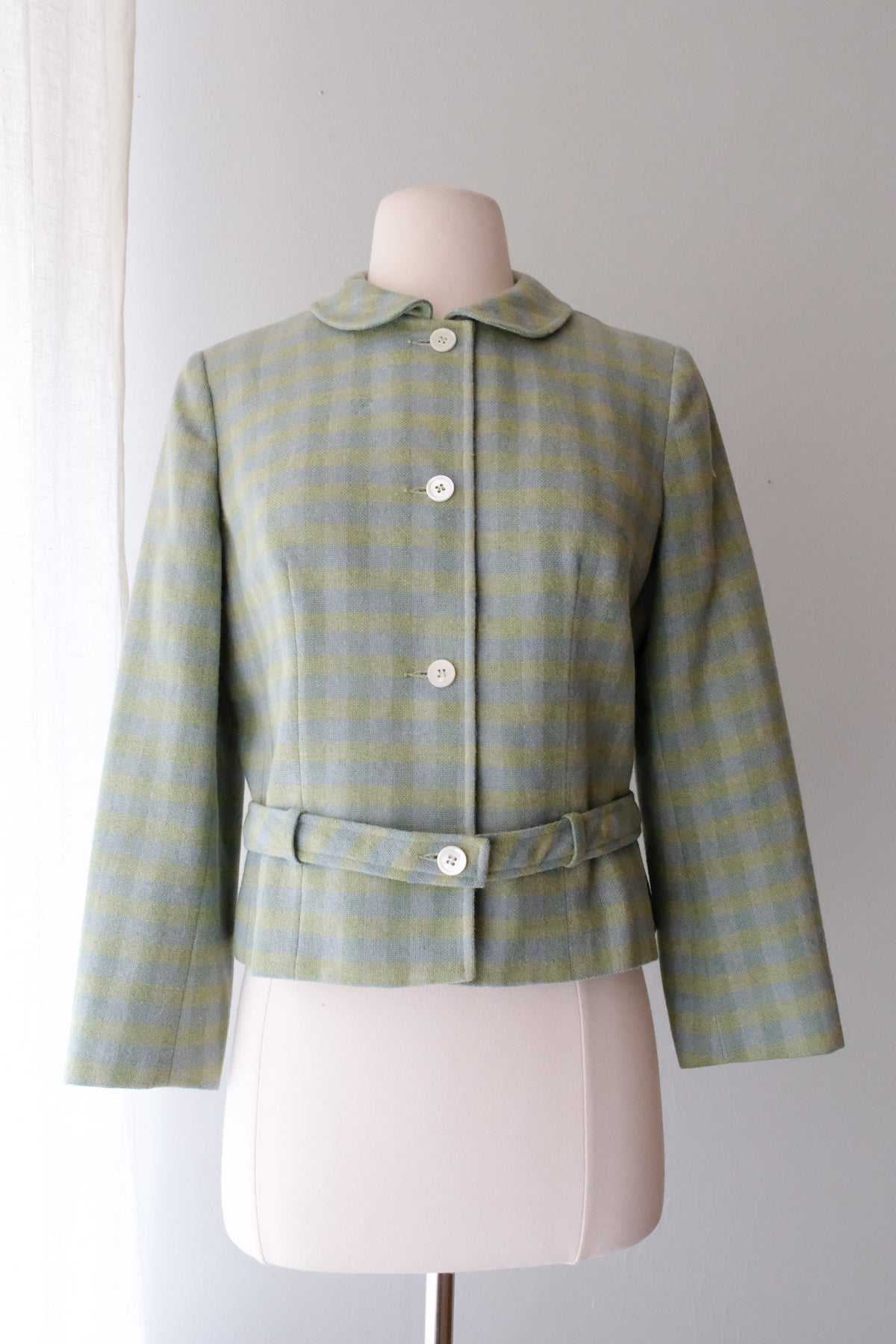Adorable 1960's Mint Green & Periwinkle Cropped Wool Jacket / Sz M ...