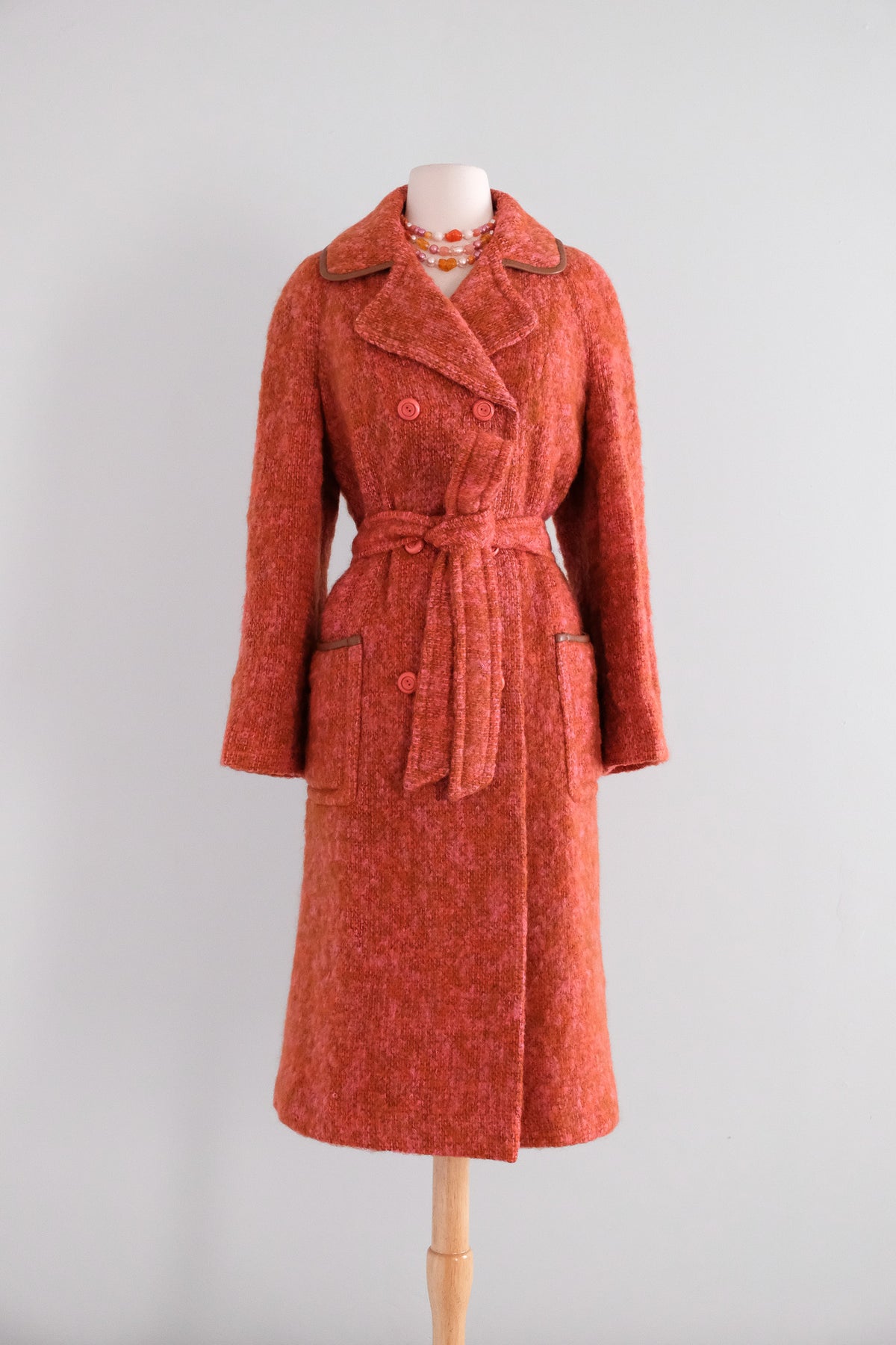 Vintage 1960's Coral Red Mohair Wool Trench Coat/ L/XL – Xtabay Vintage