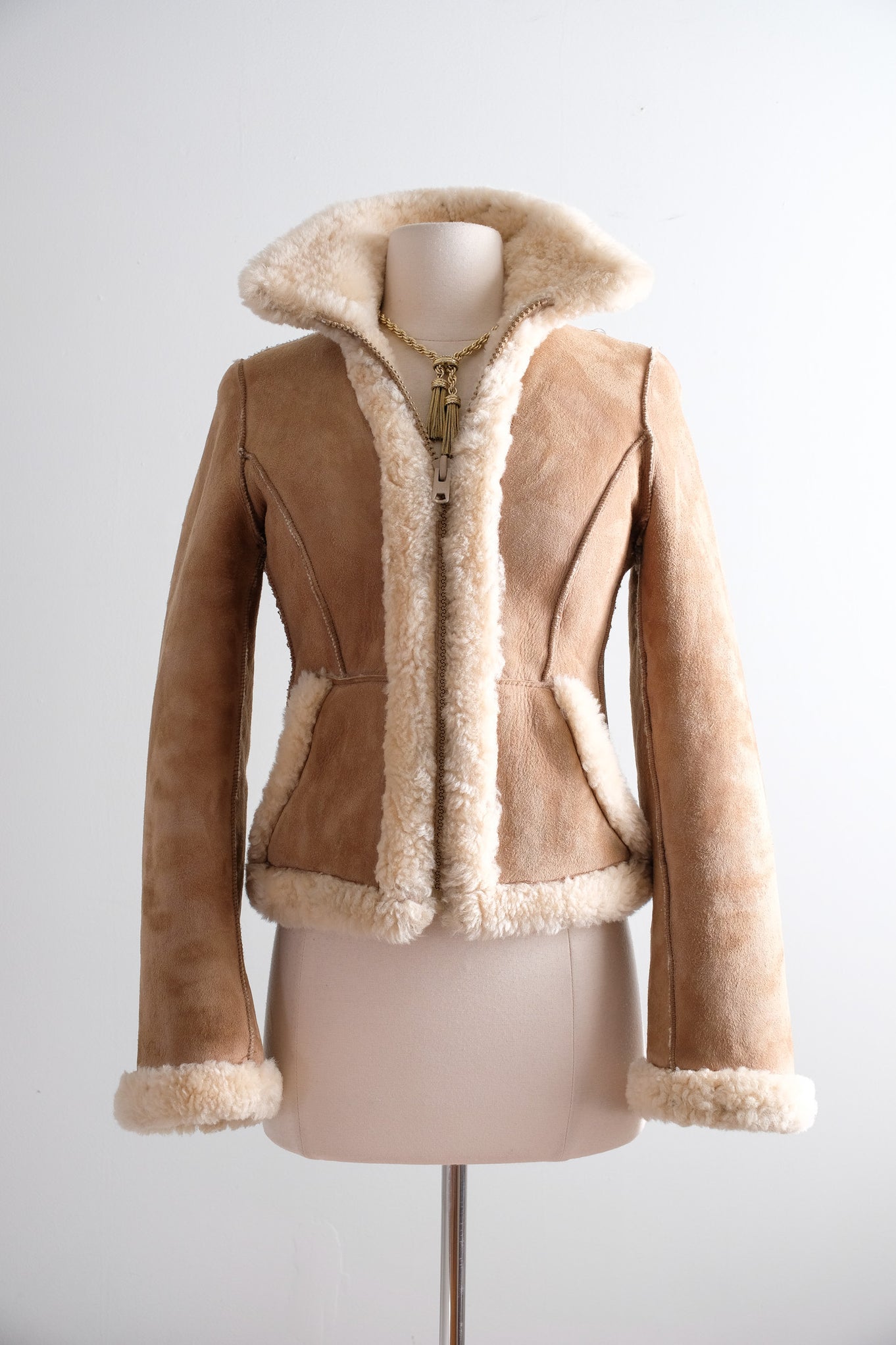 Vintage 1970's Reversible Shearling Suede Cropped Jacket by Knight Tai ...