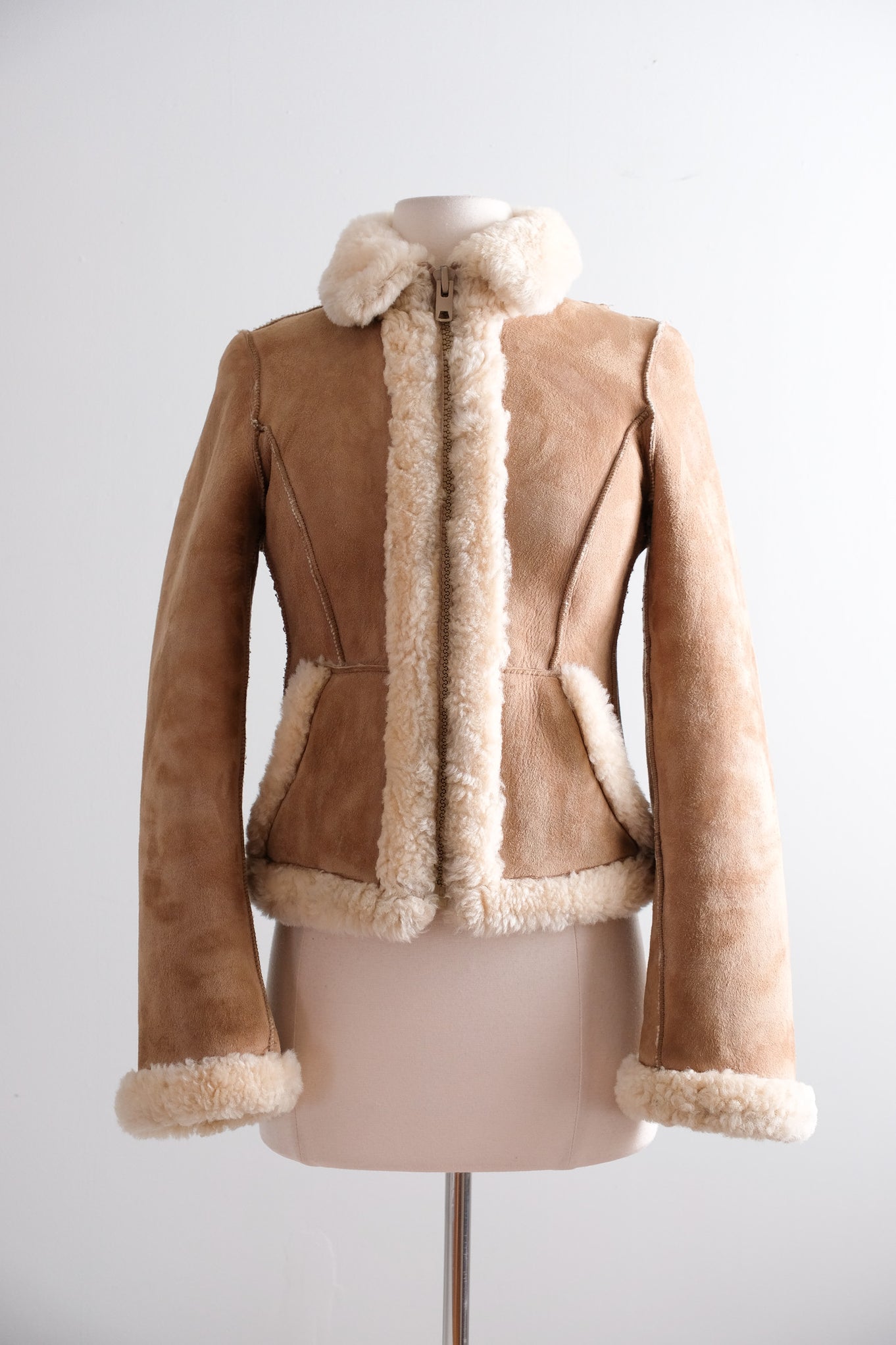 Vintage 1970's Reversible Shearling Suede Cropped Jacket by Knight Tai ...