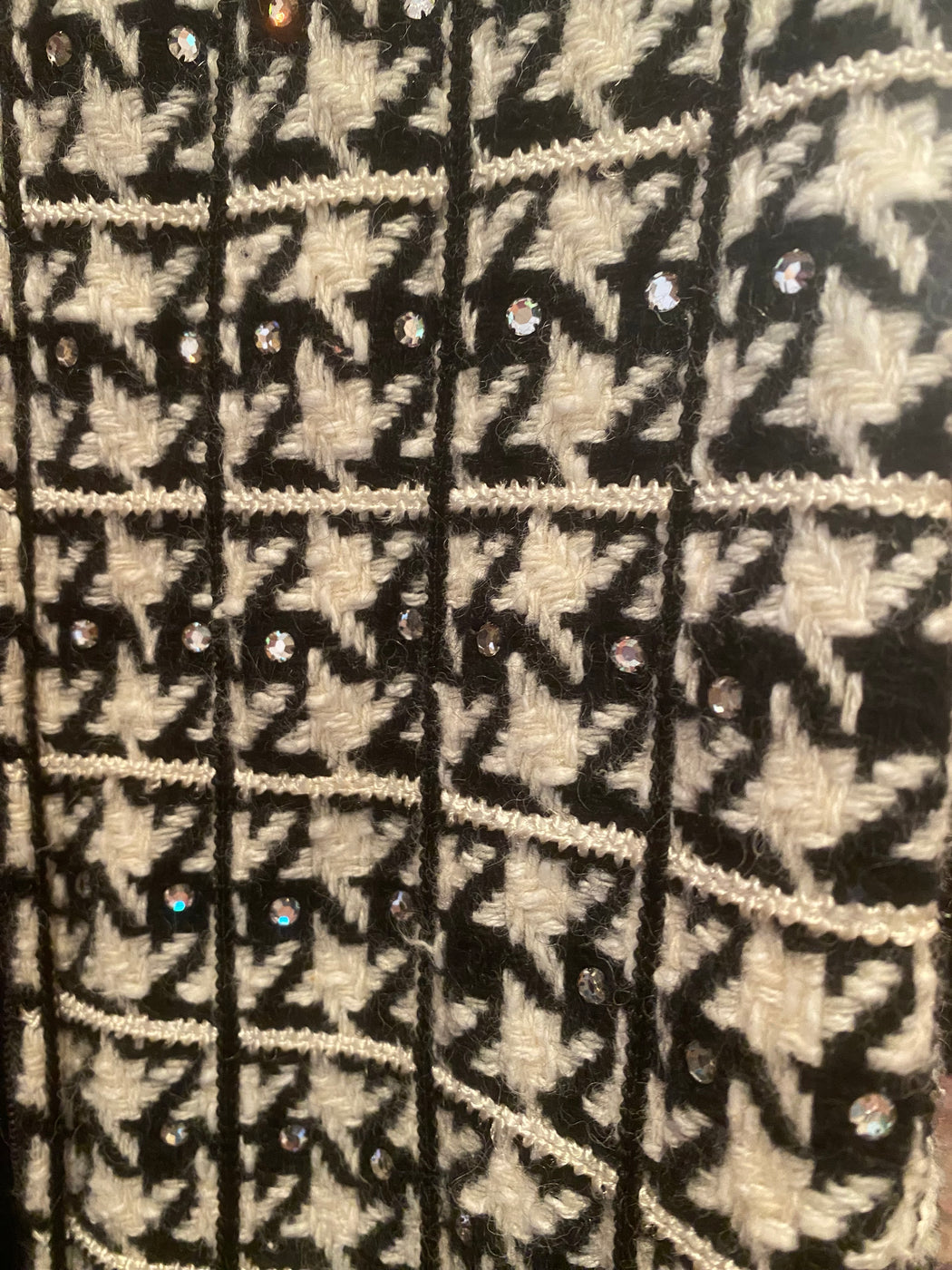 Fantastic 1960's Mod Wool Houndstooth Maxi Dress With Rhinestones / Sm ...