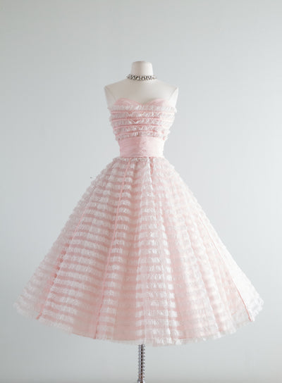 1950's Cotton Candy Strapless Formal Prom Dress / Waist 26 – Xtabay Vintage