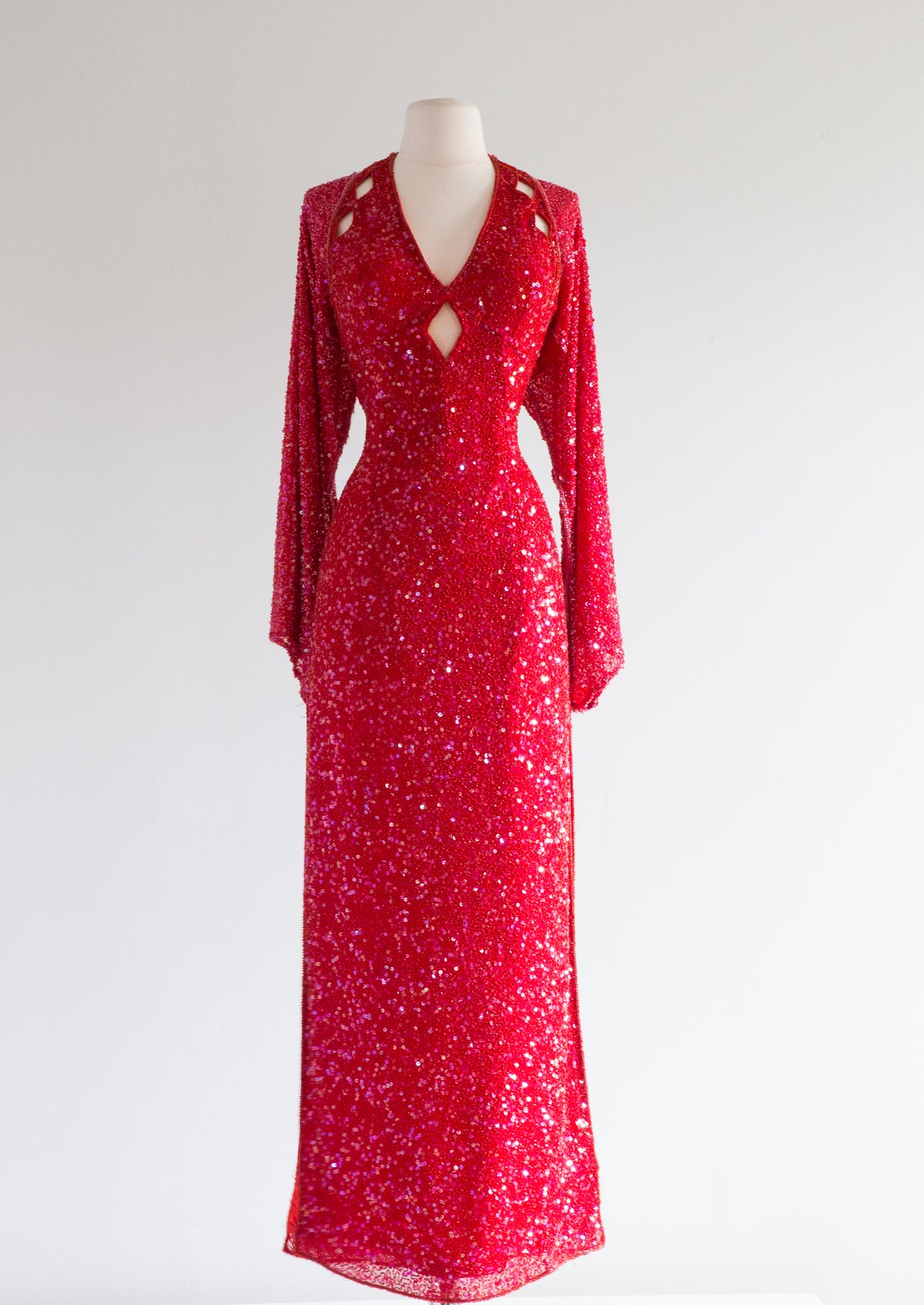 Vintage Drop Dead RED Sequined Glamour Gown With Wings / Large – Xtabay ...