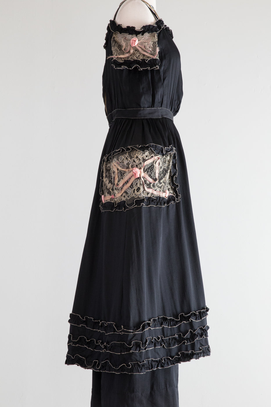 Rare Late Edwardian Robe de Style Silk Evening Dress With Panniers / S ...