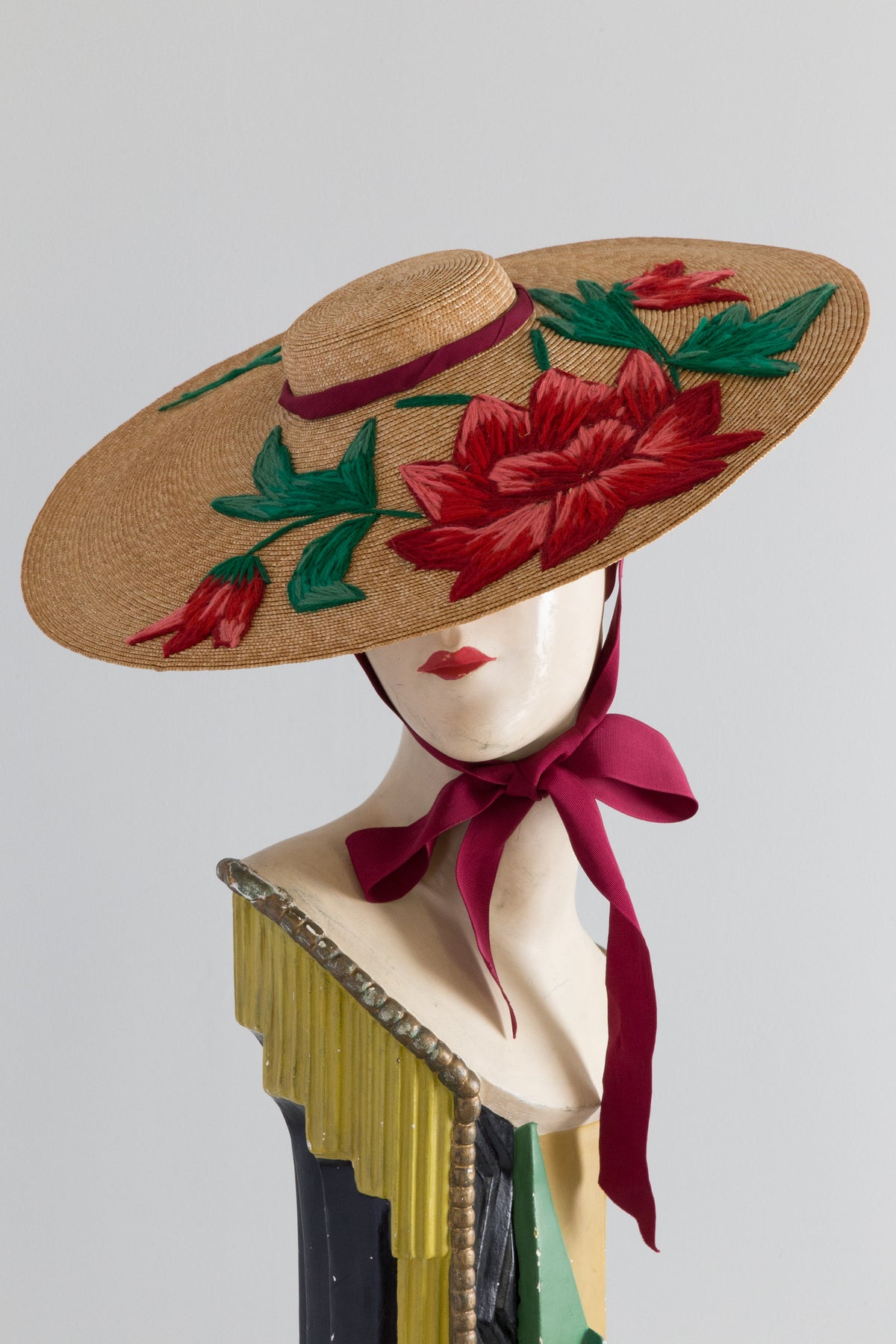Fabulous 1930's Embroidered Straw Cartwheel Hat From France – Xtabay ...