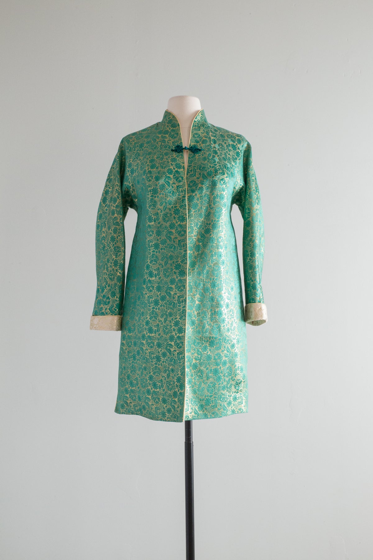 Fabulous 1960's Fully Reversible Silk Chinese Jacket Green & Gold / M ...