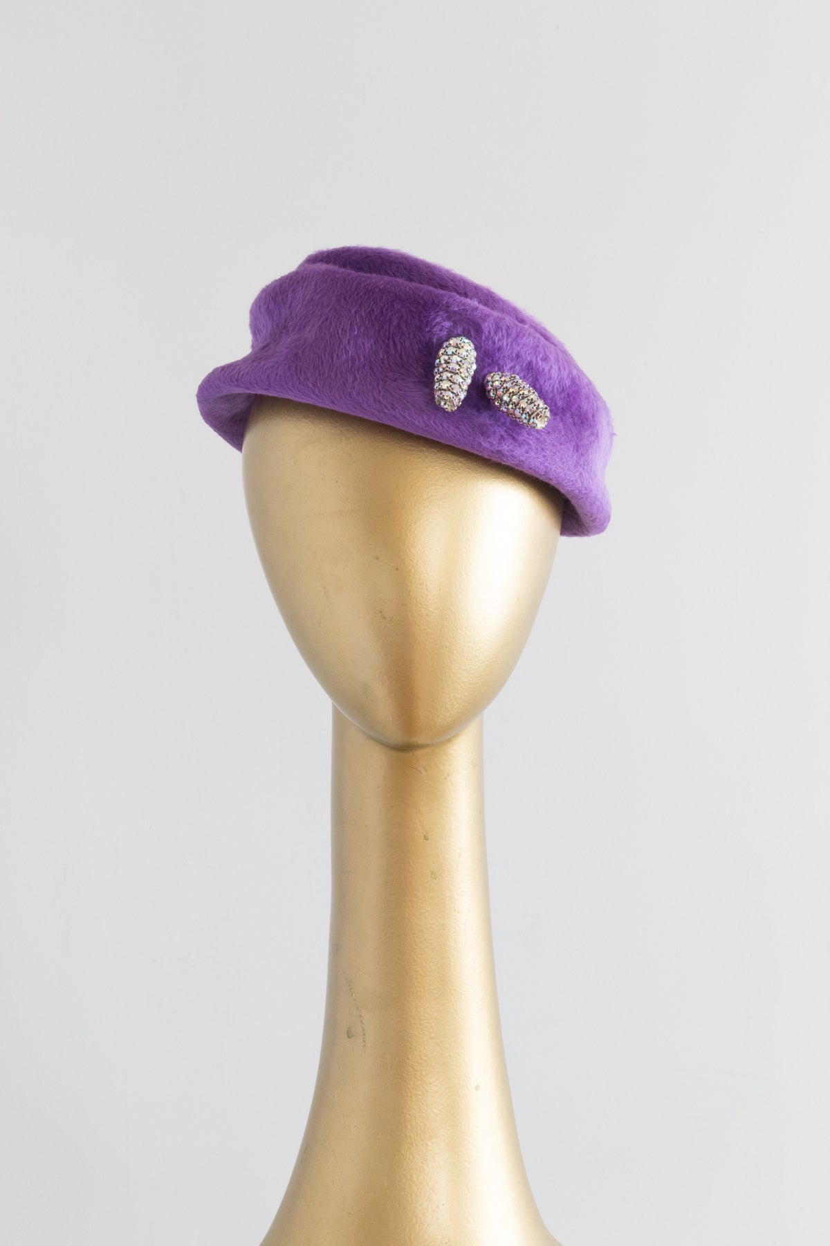 Adorable 1960's Violet Fur Felt Cocktail Hat With Rhinestones – Xtabay ...
