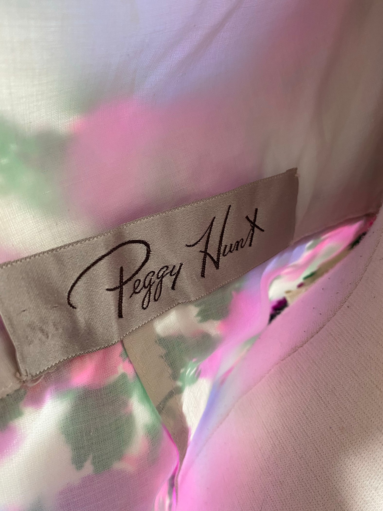 Vintage 1950's Peggy Hunt Silk Floral Print Cocktail Dress With Nude I ...